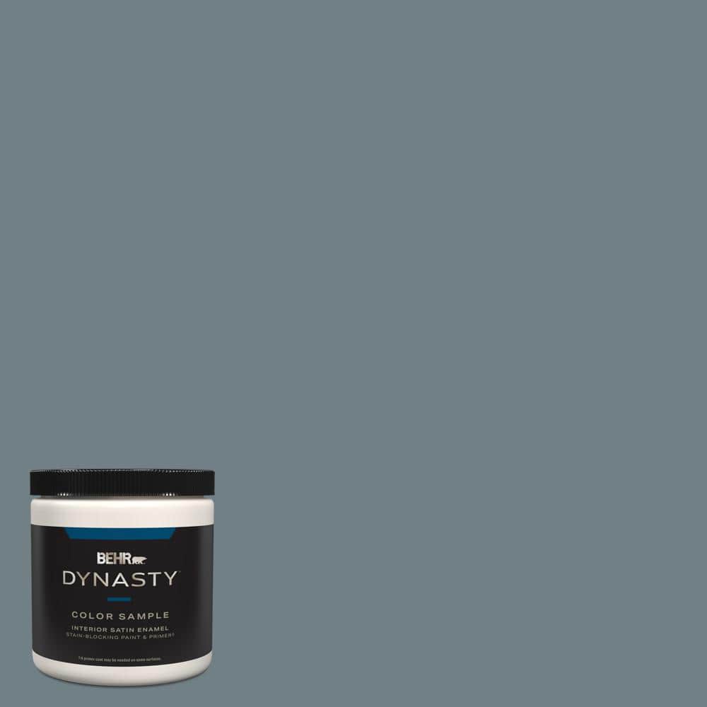 BEHR DYNASTY 8 oz. #BXC-48 Courtyard Blue Satin Enamel Stain-Blocking ...