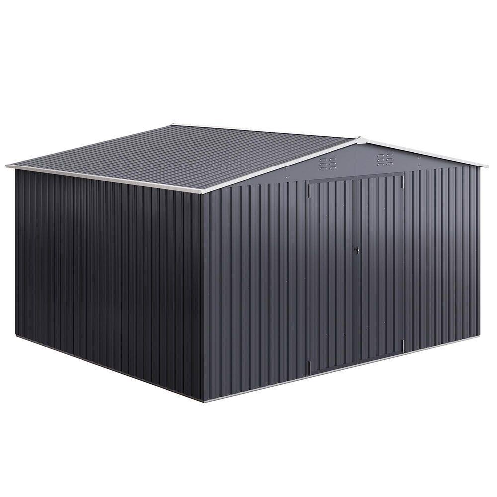 PABIMIA 10 ft. W x 12 ft. D Outdoor Metal Shed Storage Heavy Duty ...