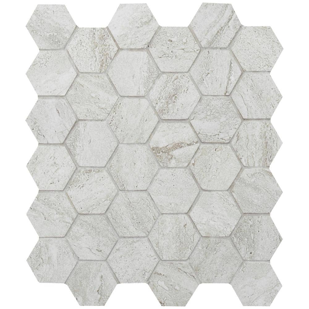 Buy Nyon Gray Hexagon 12 in. x 12 in. Matte Porcelain Mesh-Mounted ...