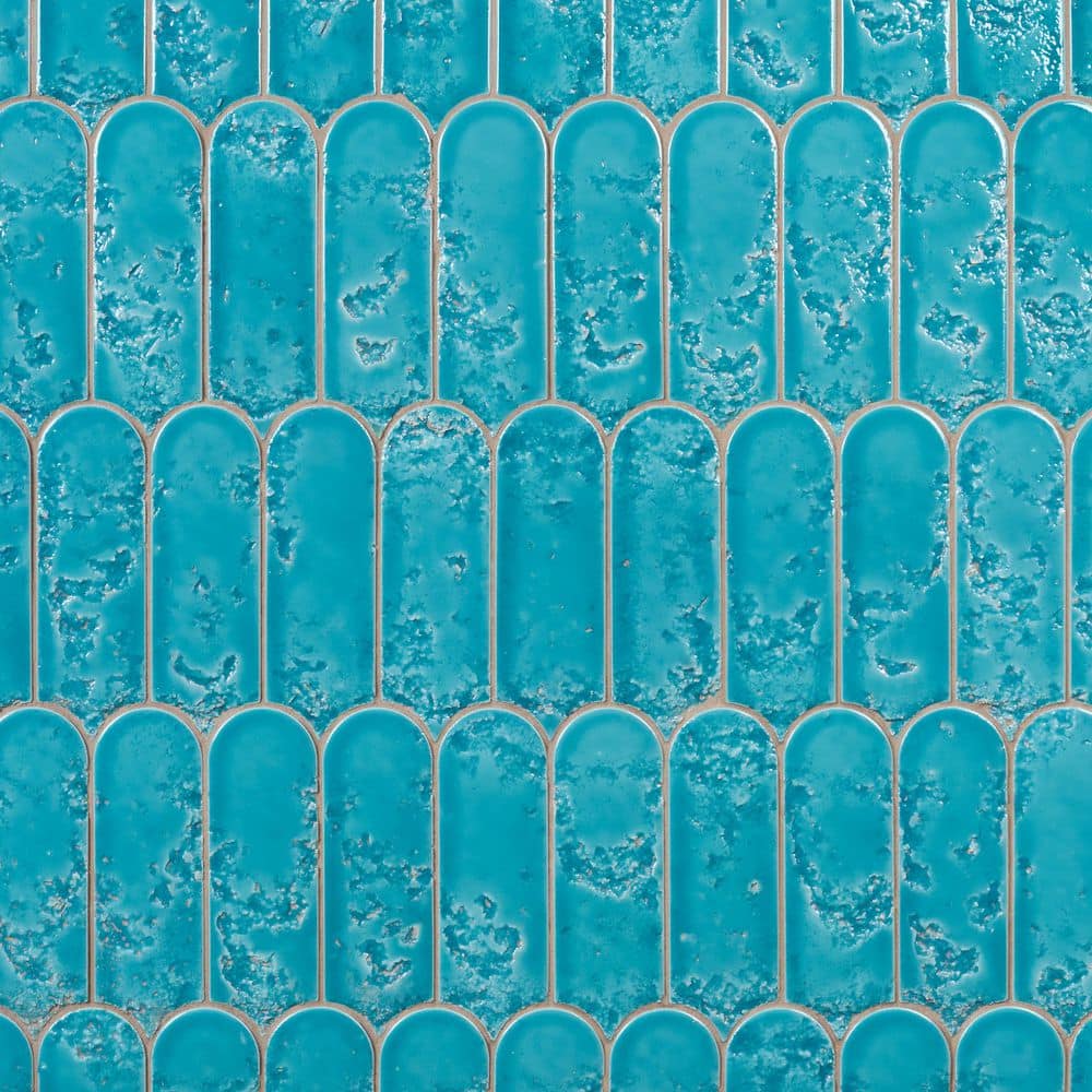 Ivy Hill Tile Aerial Turquoise Blue 2.83 in. x 7.68 in. Textured Glossy ...