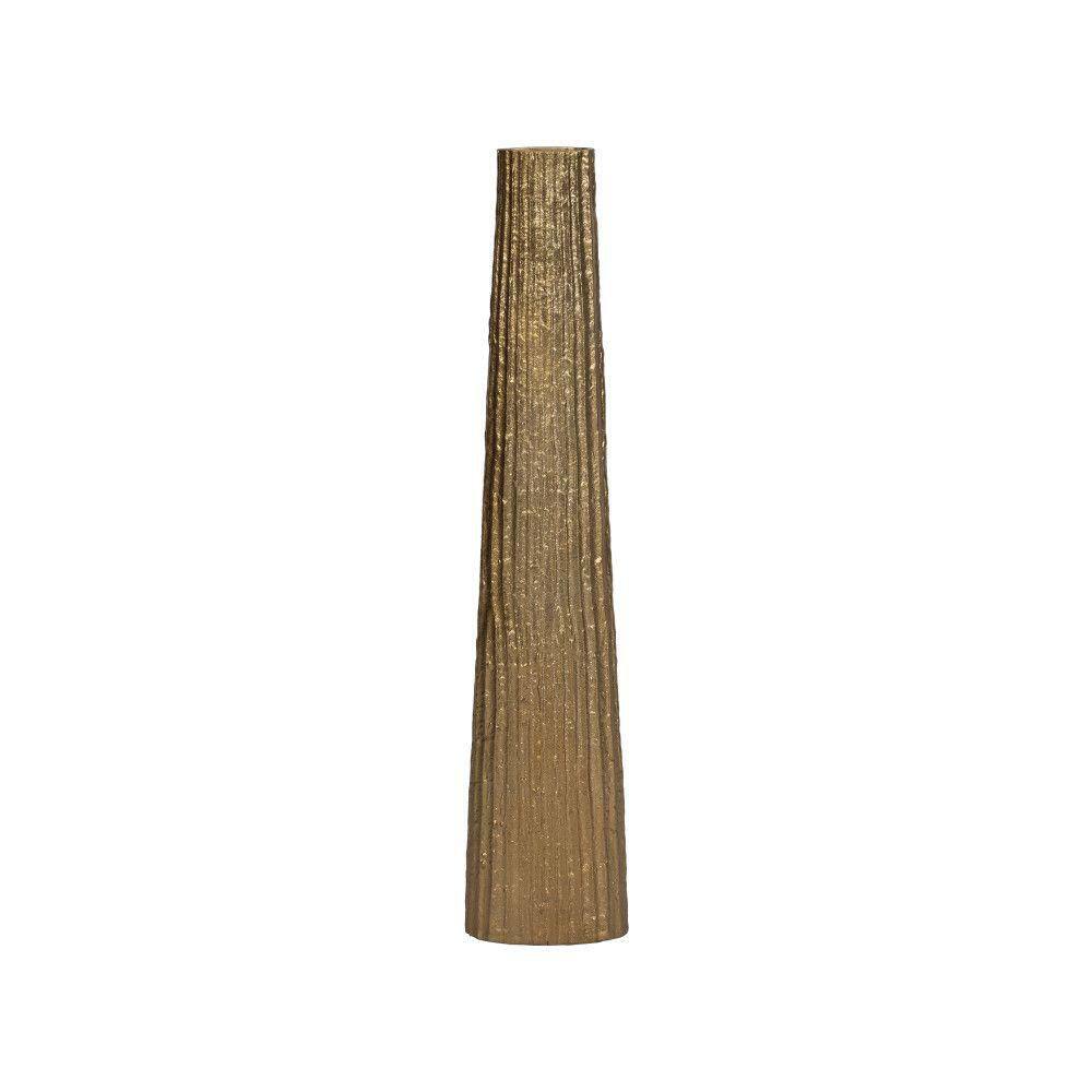 Liv & Skye 35 in. Gold Metal Cylinder Ribbed Textured Finish Floor Vase ...