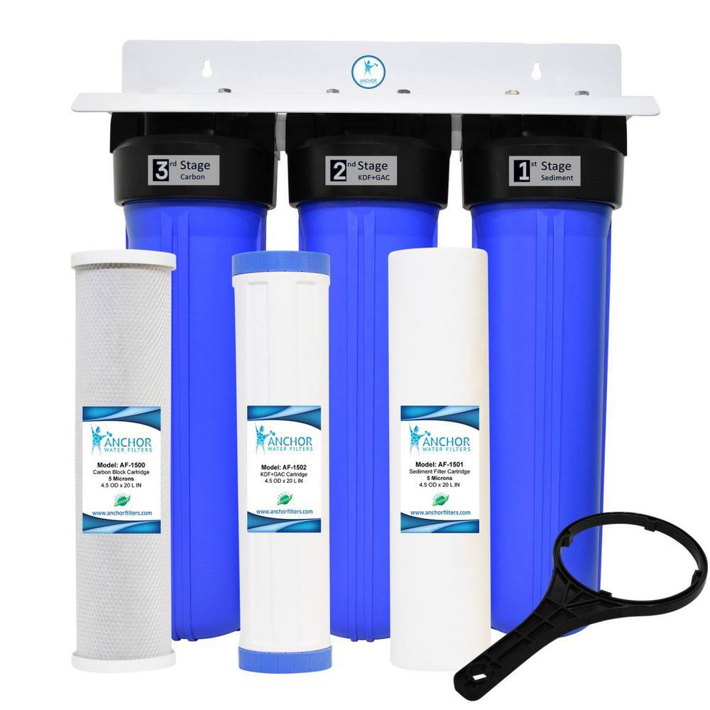 ANCHOR WATER FILTERS 3-Stage Heavy Metal KDF and Activated Carbon Whole ...