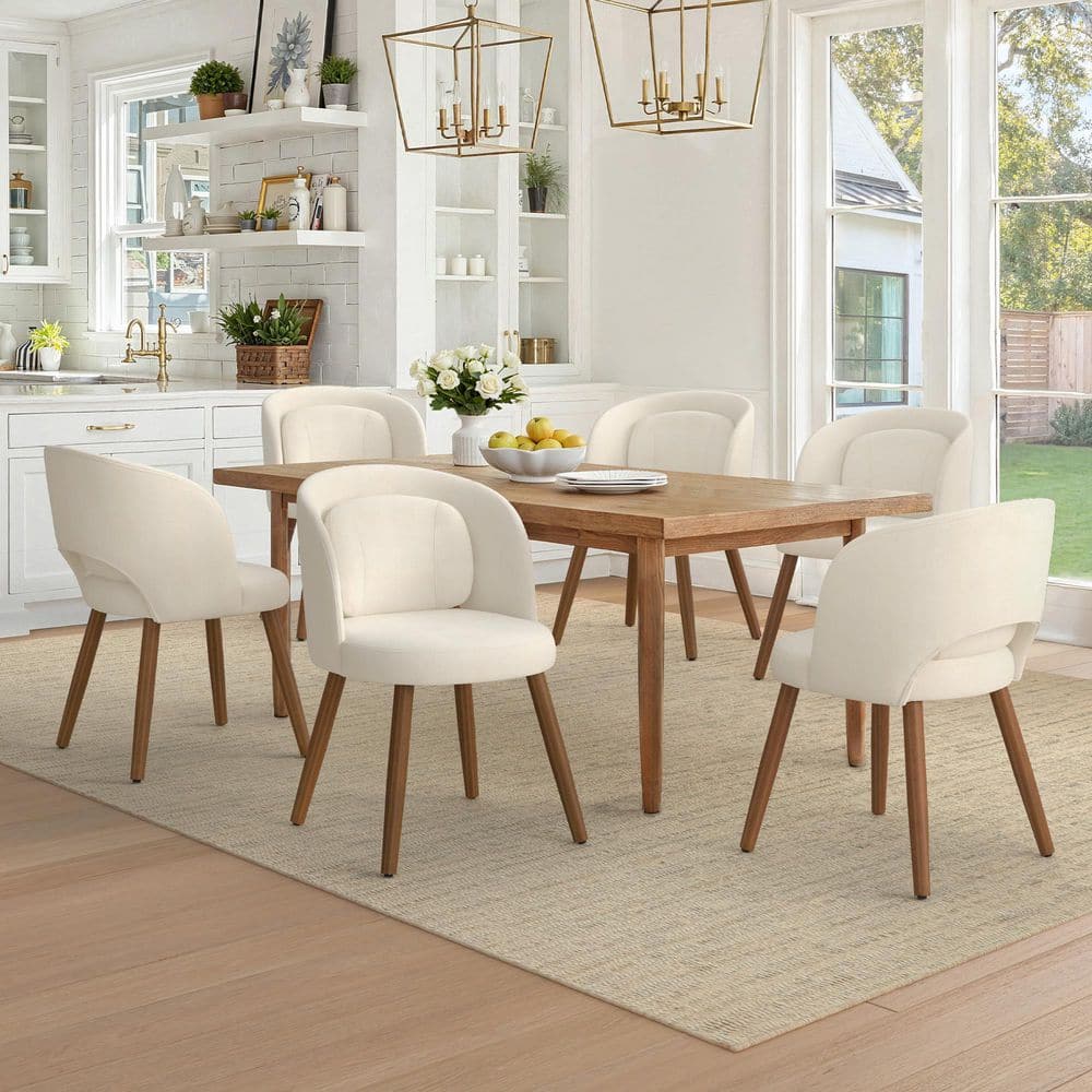 OrangeOne Cath 30 in Beige Fabric Upholstered Solid Wood Legs Dining ...
