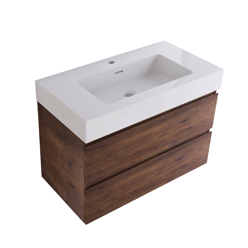 36 in. W x 18 in. D x 25 in. H Single Sink Wall Mounted Bath Vanity ...