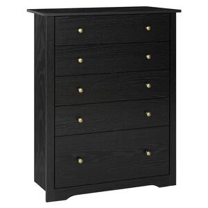 Outopee 4-Drawer Black Wood Chest of Drawers 26 in. W x 28.7 in. H ...