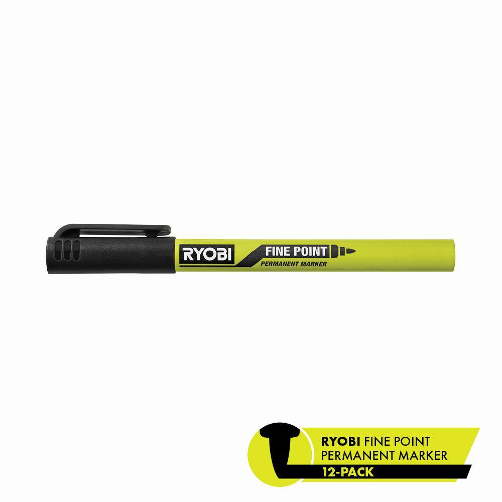 RYOBI Black Fine Point Permanent Workshop Marker (12-Pack) RPM121-12