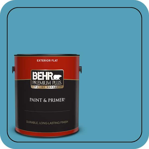 BEHR PREMIUM PLUS 1 gal. #M480-5A North Pole Blue Flat Exterior Paint ...