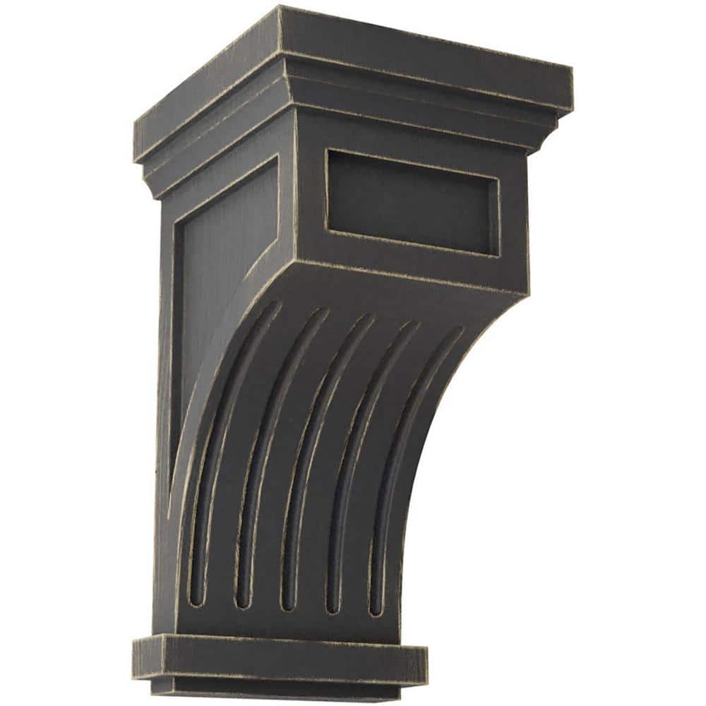 Ekena Millwork 7 in. x 13 in. x 7-1/2 in. Black Fluted Wood Vintage ...