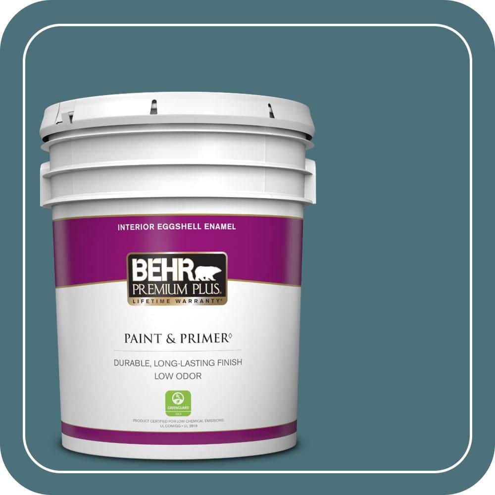 BEHR PREMIUM PLUS 5 Gal. #S450-6A River Rapids Eggshell Enamel Low Odor ...