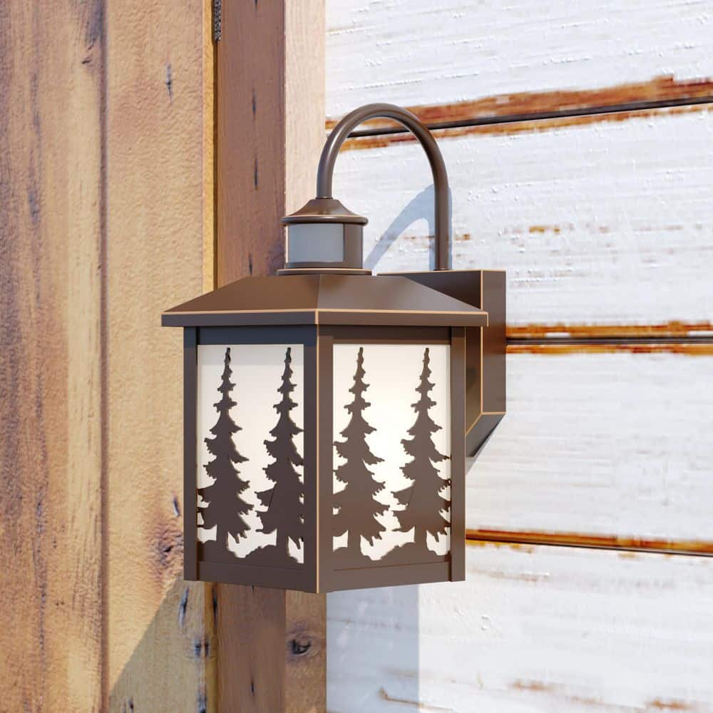 VAXCEL Yosemite Bronze Motion Sensor Dusk to Dawn Rustic Outdoor Wall ...