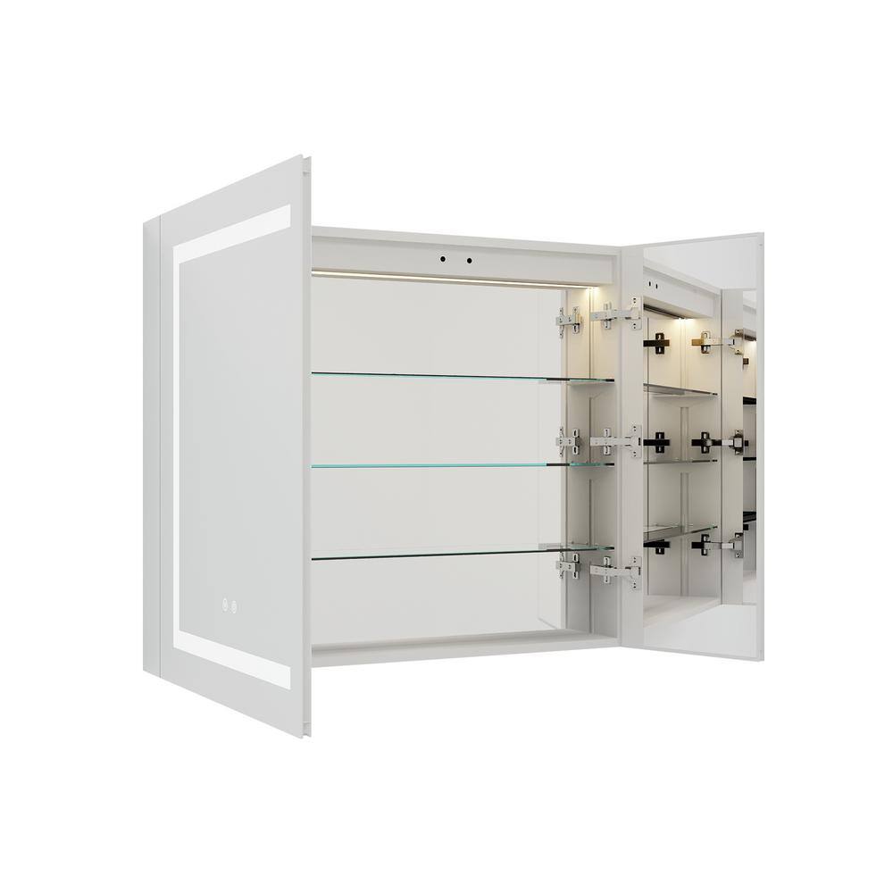 ANGELES HOME 36 in. W x 30 in. H Rectangular Recessed/Surface LED ...