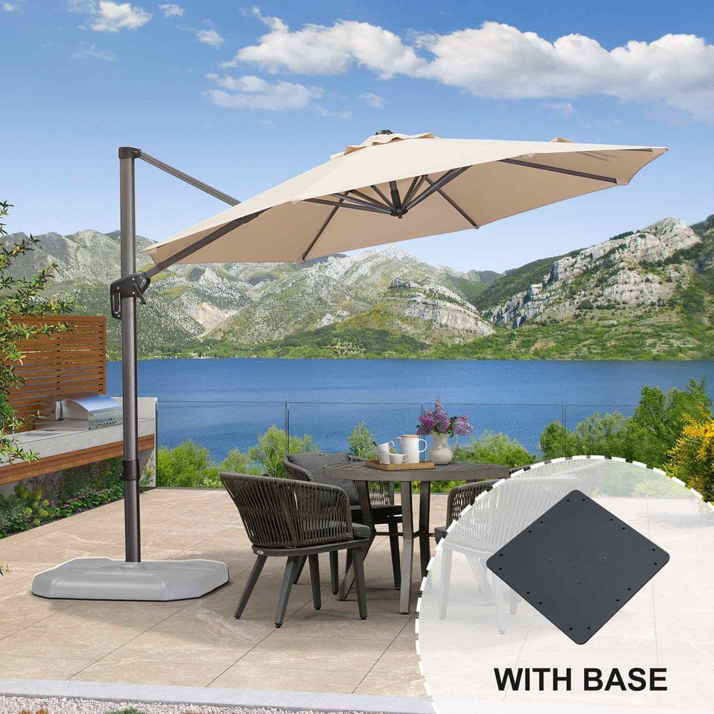 Purple Leaf Offset Patio Umbrella Steel Plate Base