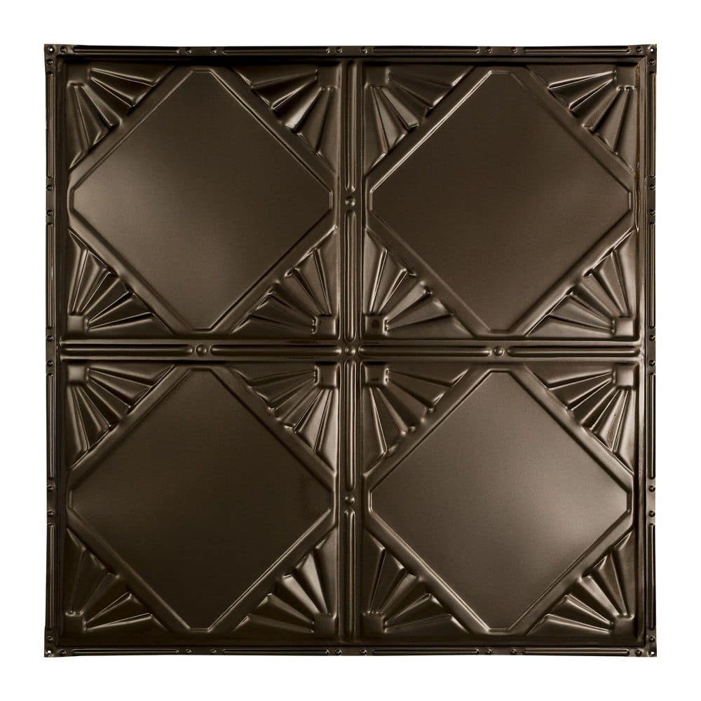 Great Lakes Tin Erie 2 ft. x 2 ft. Nail Up Metal Ceiling Tile in Bronze ...