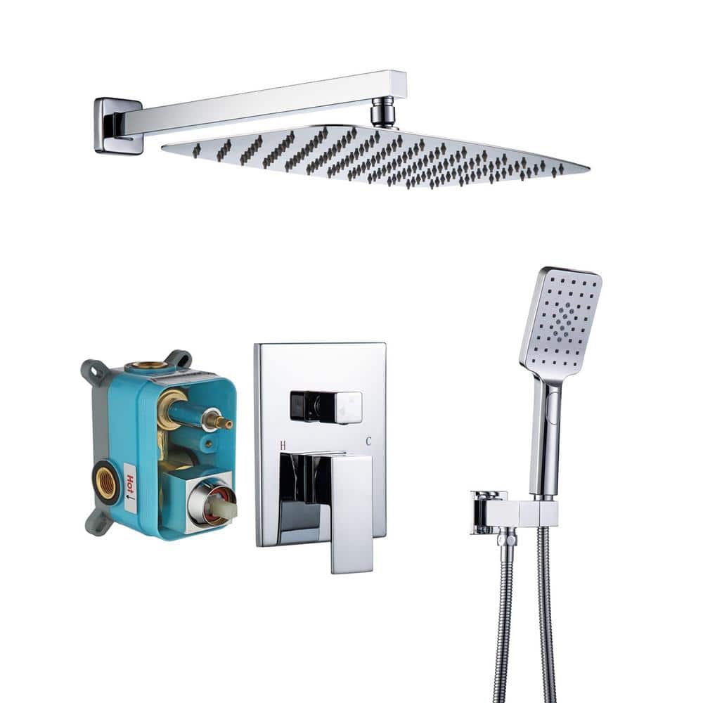 RAINLEX Single-Handle 1-Spray Oval Shower Head Pressure Balance Shower ...