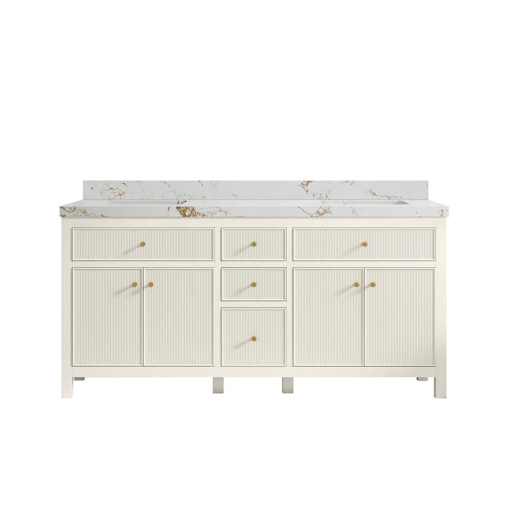 Willow Collections Sonoma 72 in. Double Sink Freestanding Alabaster ...