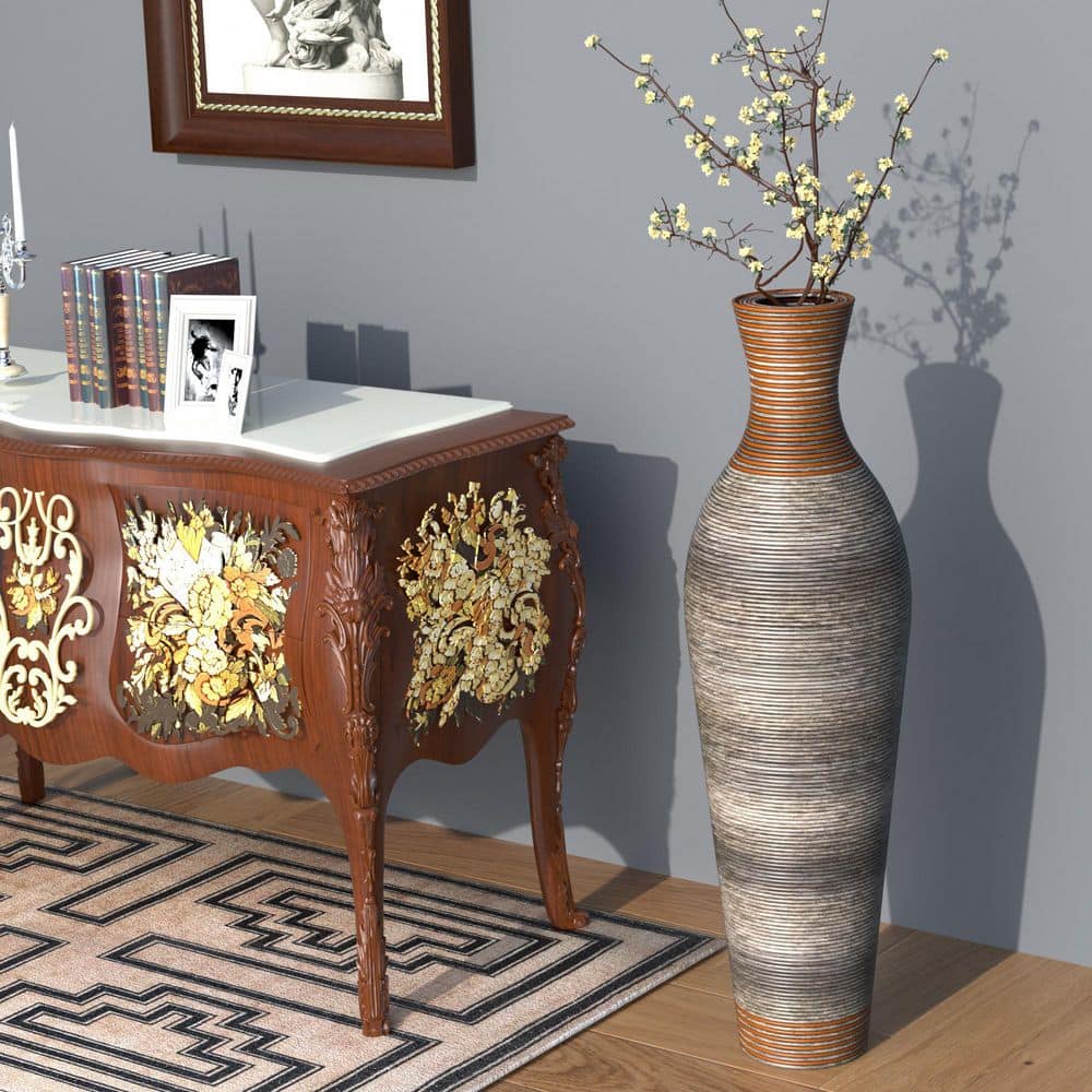 Miscool Avex 39 in. H Grey Polypropylene Cylinder Decorative Vase ...