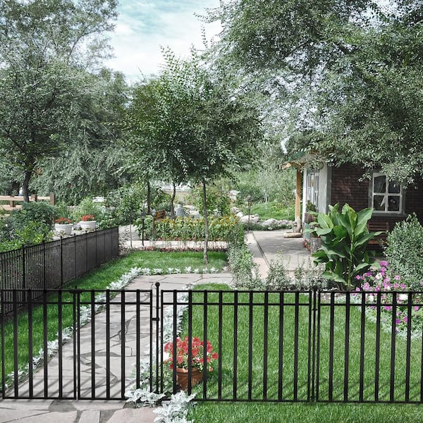 Vigoro 37.2 in. H x 55.7 in. W Metal 3-Rail Garden Fence Gate 860718 ...