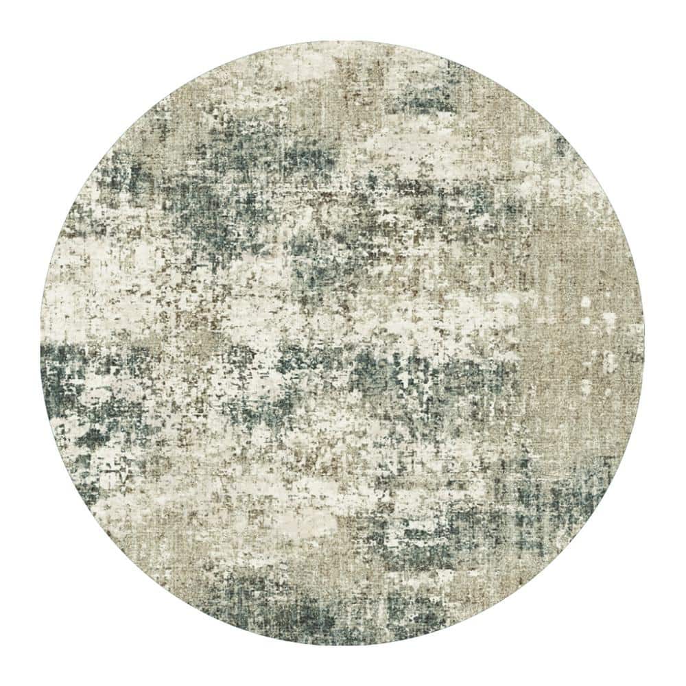 HaiiMeid Mist Circle Taupe 5 ft. Modern Abstract Round Area Rug ...