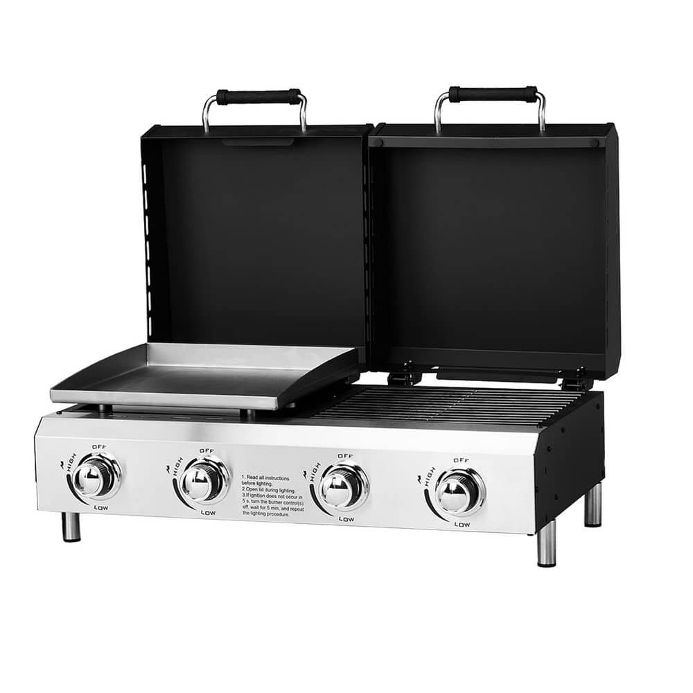 Karl home 40,000 BTU Portable 4 Burner Tabletop Flat Top Griddle and ...