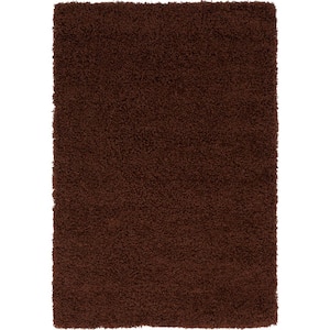 Unique Loom Solid Shag Chocolate Brown 6 ft. x 9 ft. Area Rug 3126288 ...