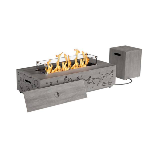 eVita 42 in. 50,000 BTU Rectangle Outdoor Propane Gas Fire Pit Table in ...