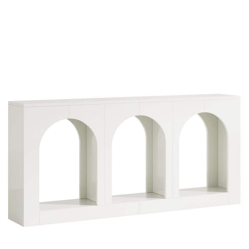 BYBLIGHT Turrella 70.9 in. White Rectangle MDF Console Table with 3 ...