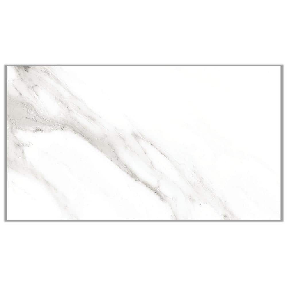 Calacatta Venato 12 in. x 24 in. White Polished Porcelain Floor and ...