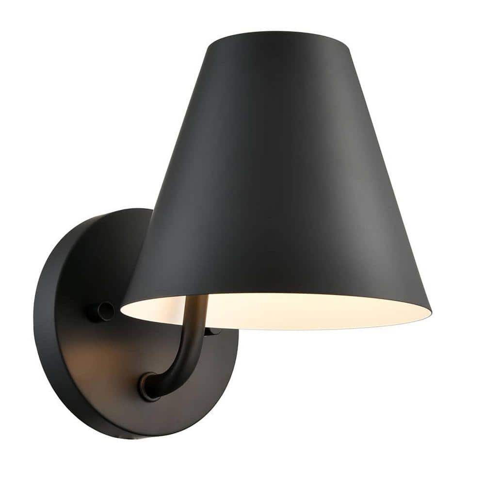 CLAXY 9.45 in. 1 light Black Modern Wall Sconce with Metal Shade DIR ...