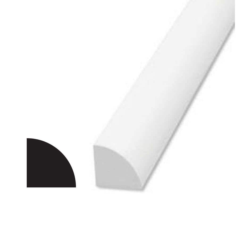 Alexandria Moulding 1/2 in. x 1/2 in. x 144 in. Vinyl Quarter Round ...