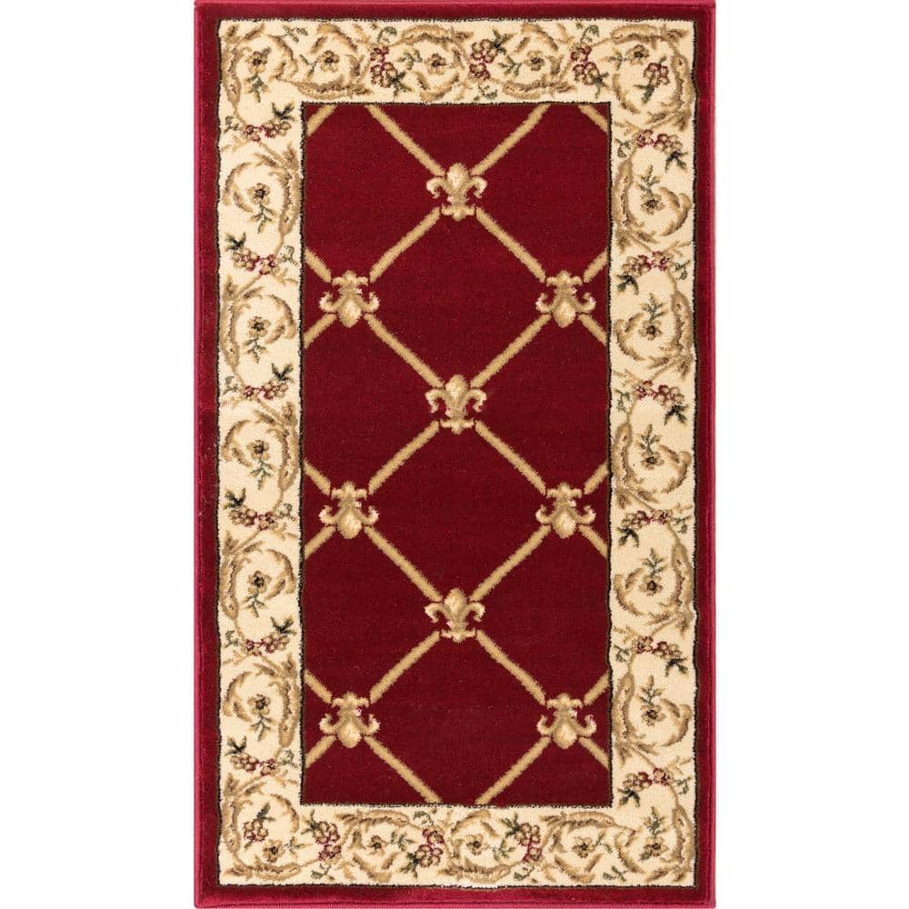 Well Woven Timeless Fleur De Lis Red 2 ft. x 4 ft. Formal Area Rug ...