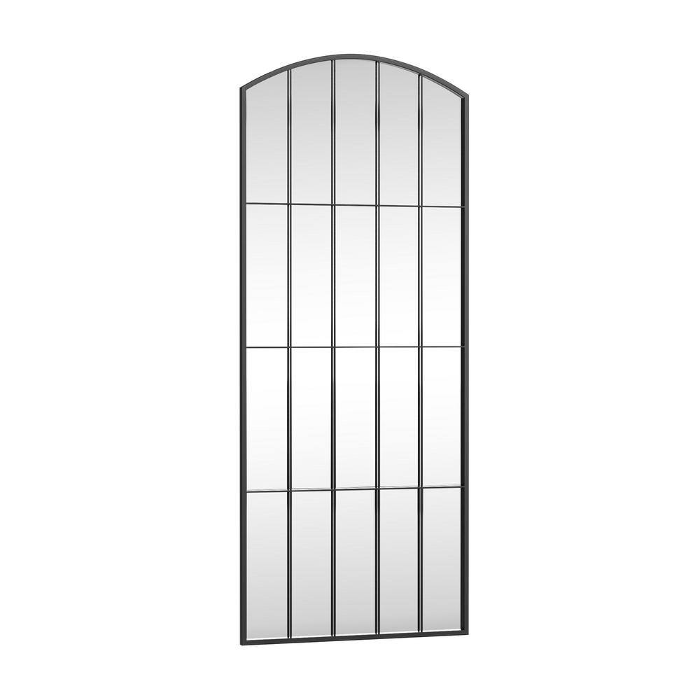 Lirago 28 in. W x 67 in. H Full Length Arch Iron Frame Window Mirror in ...