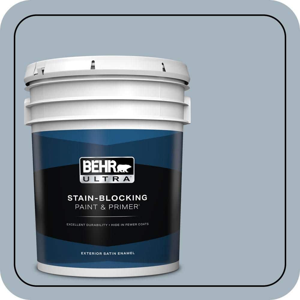 BEHR ULTRA 5 gal. #N480-3 Shadow Blue Satin Enamel Exterior Paint ...