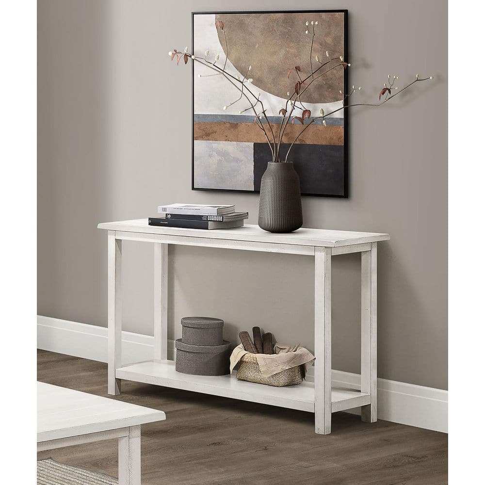 Coaster Payne 47.25 in. White Rectangle Wood Top Console Table with ...