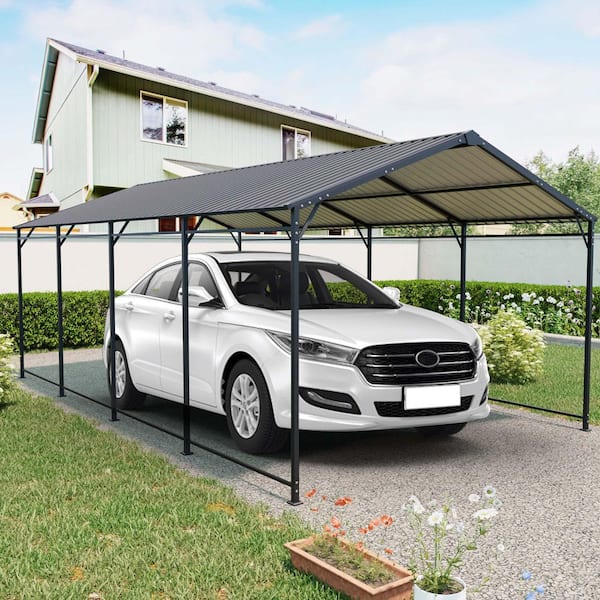 Zerpod 12 ft. W x 22 ft. D Gray Metal Carport, Car Canopy and Shelter ...
