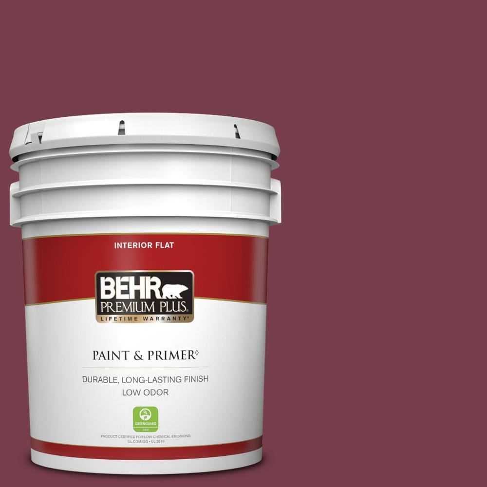 BEHR PREMIUM PLUS 5 gal. #ICC-110 Vintage Merlot Flat Low Odor Interior ...