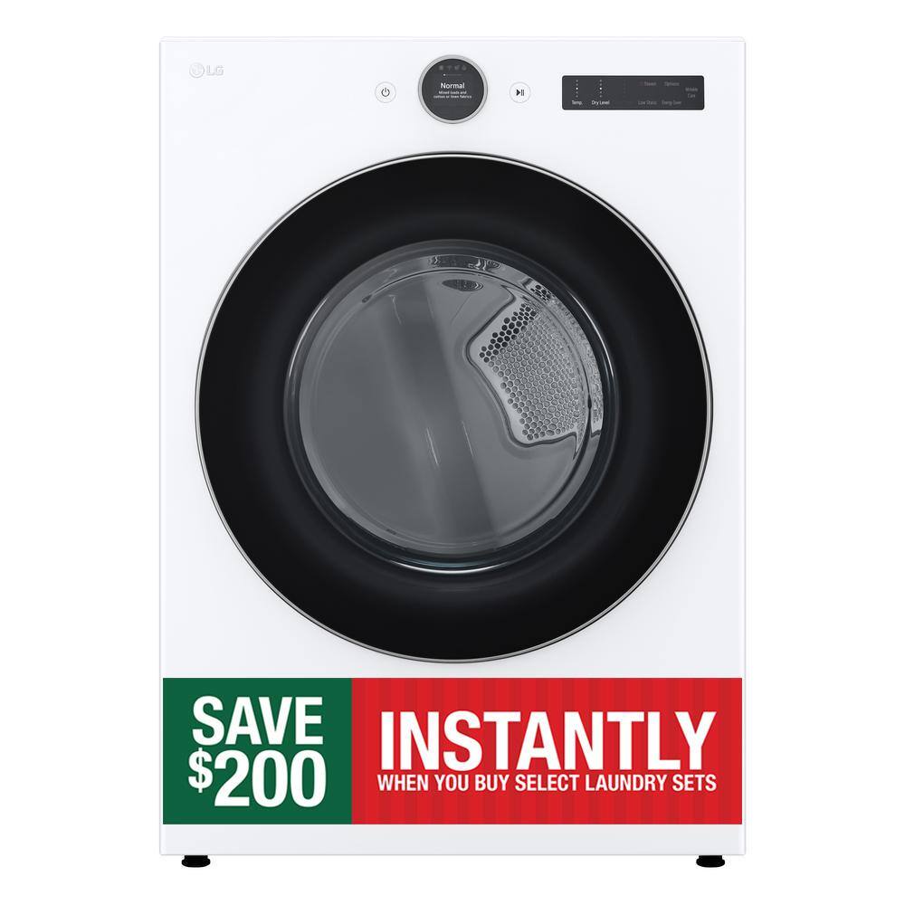 LG 7.4 cu. ft. Vented Stackable SMART Gas Dryer in White with ...