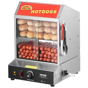 VEVOR Hot Dog Steamer, 39 qt. 2-Tier Hot Dog Hut Steamer, 86℉~185 ...