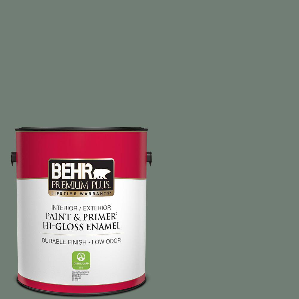 BEHR PREMIUM PLUS 1 gal. #N420-5 Boreal Hi-Gloss Enamel Interior ...