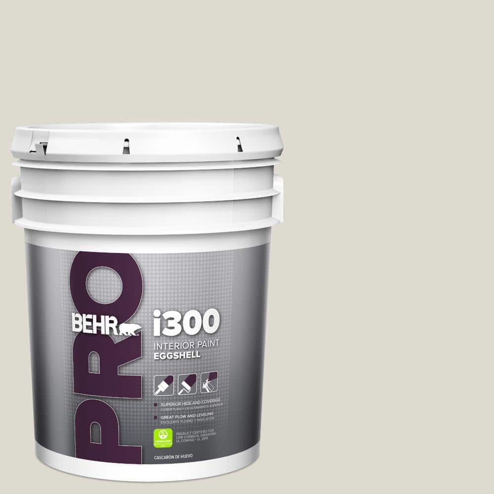 BEHR PRO 5 gal. #GR-W11 Silver Ash Eggshell Interior Paint PR33005 ...