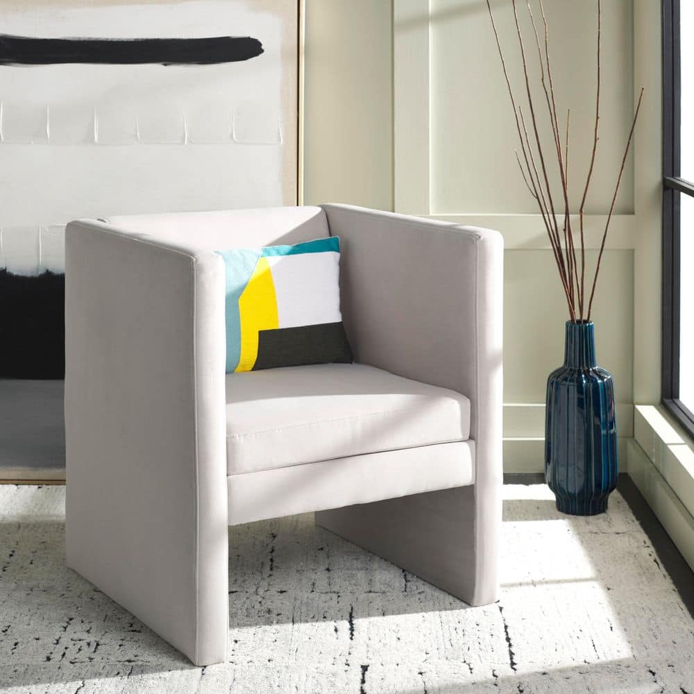 SAFAVIEH Gisle Light Gray Velvet Arm Chair ACH4012B - The Home Depot