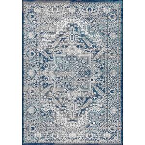 JONATHAN Y Modern Persian Vintage Medallion Navy /Light Gray 8 ft. x 10 ...