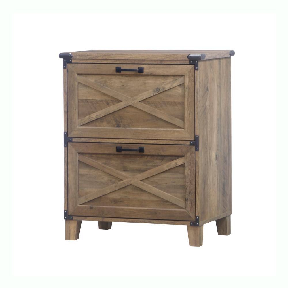 SAINT BIRCH Oxford 2-Drawer Rustic Oak Engineered Wood 23.8 in W ...