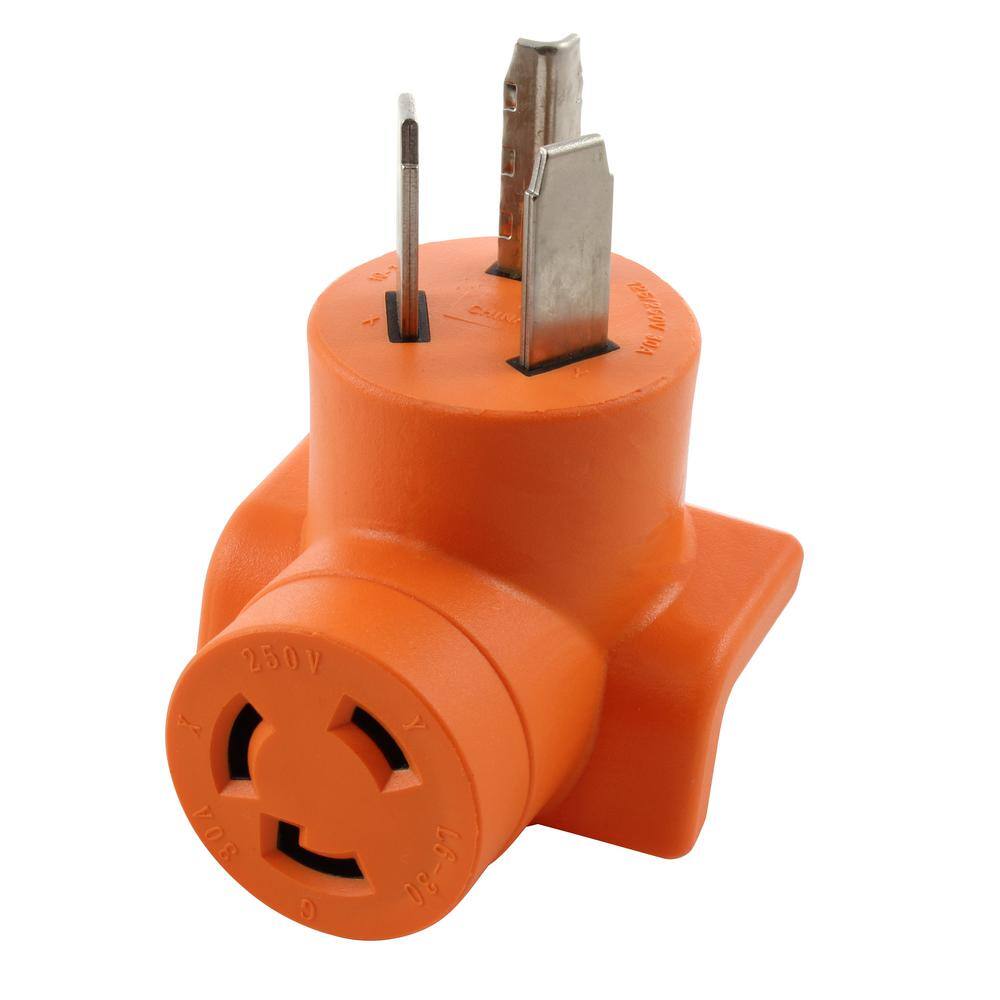 AC WORKS 30 Amp 3-Prong 10-30P Dryer Plug to L6-30R 30 Amp 250-Volt ...