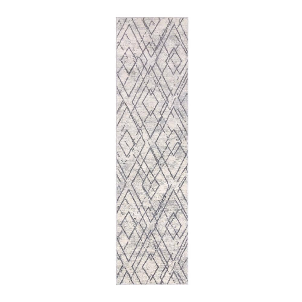 Gertmenian Barga Kolta Gray 2 ft. x 8 ft. Abstract Indoor Runner Rug ...