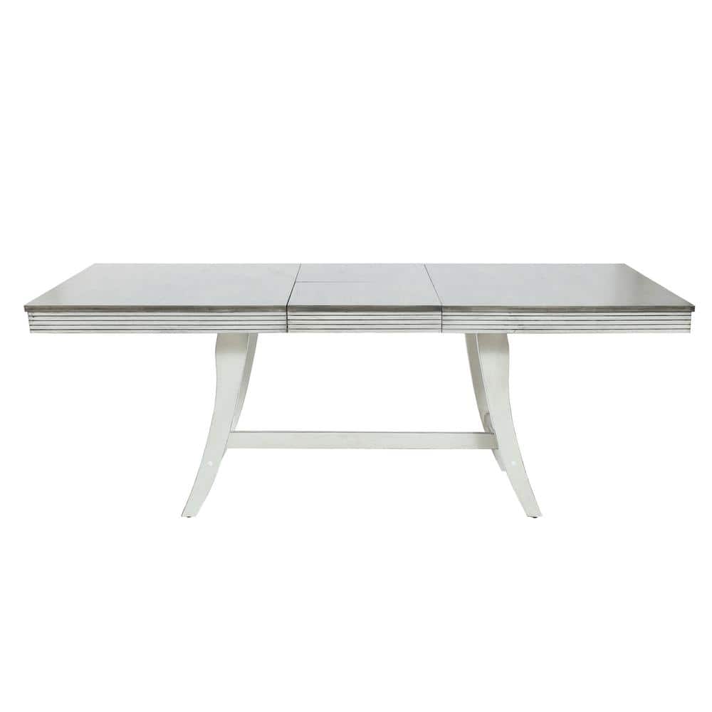 LuxenHome Off White Wood 59 in. 4 Legs Dining Table (Seats 4) WHIF1873 ...