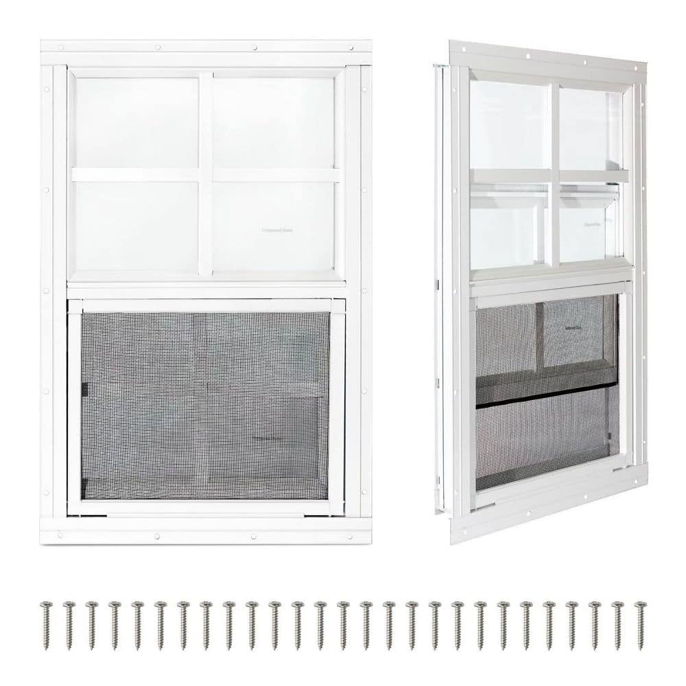 OGETFUUR 12 in. x 18 in. Small White Sliding Windows with Tempered ...