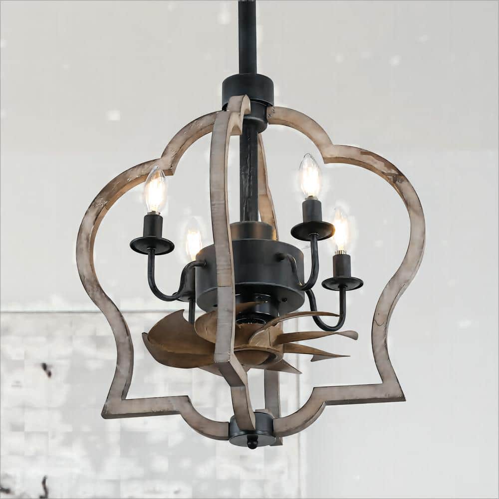 Oaks Aura Klahn 15 in. Indoor Black Rustic Charm Ceiling Fan with ...