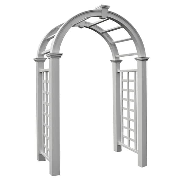VITA Fairfield 58 in. x 86.5 in. White Vinyl Arbor with Trim Kit ...