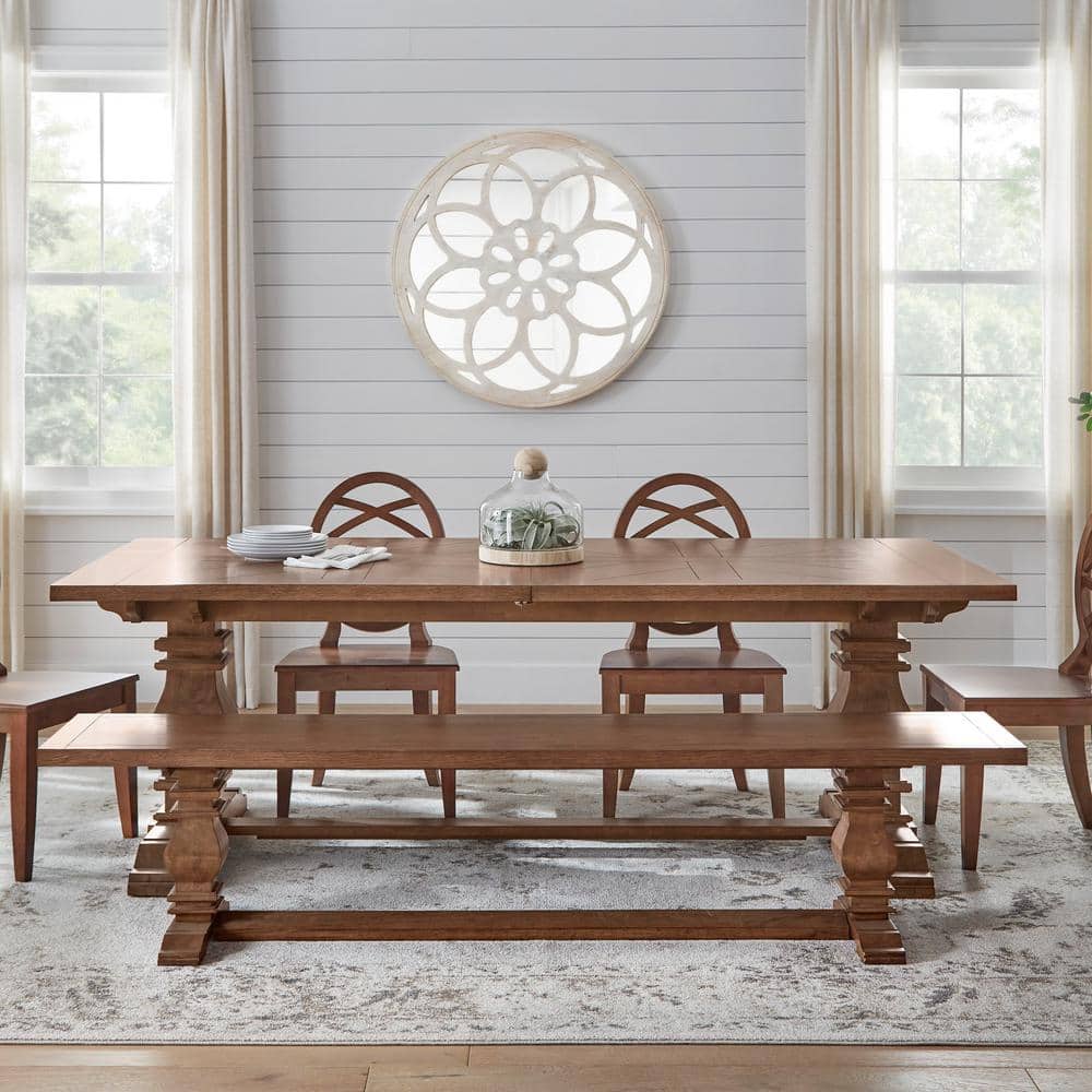 Home Decorators Collection Eldridge Trestle Dining Bench in Haze Brown ...