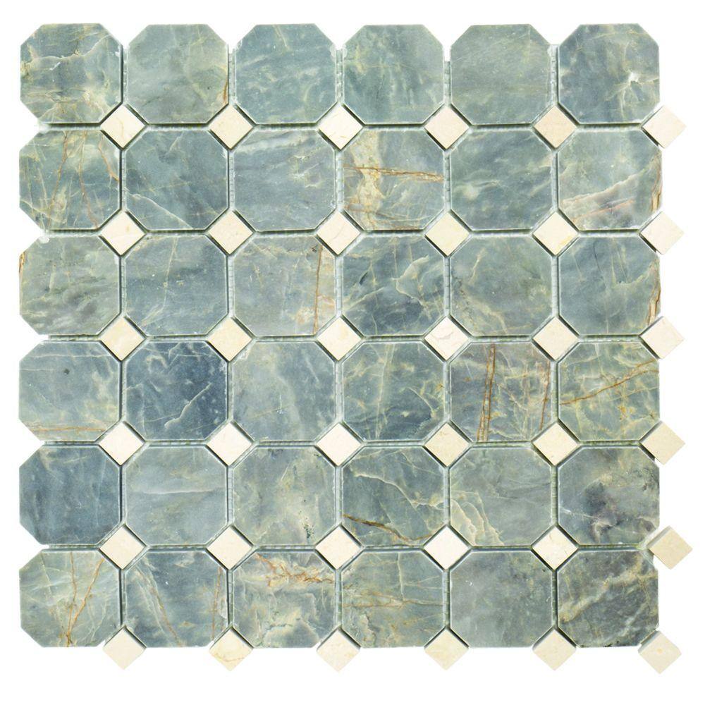 Jeffrey Court Union 12-1/4 in. x 12-1/4 in. x 9.5 mm Marble Mosaic Tile ...